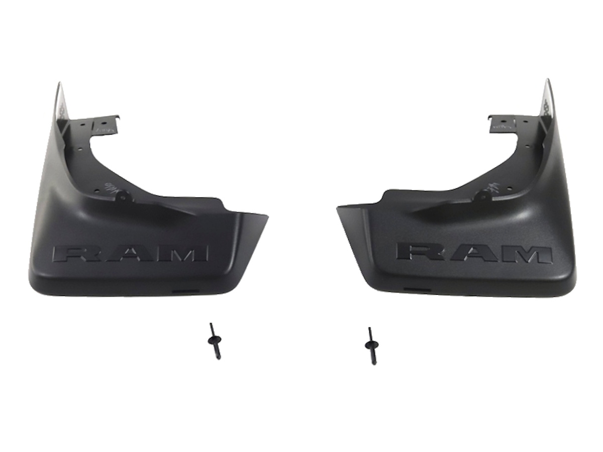 Mopar Splash Guards Rear Pair Molded Black With RAM Logo For Trucks ...