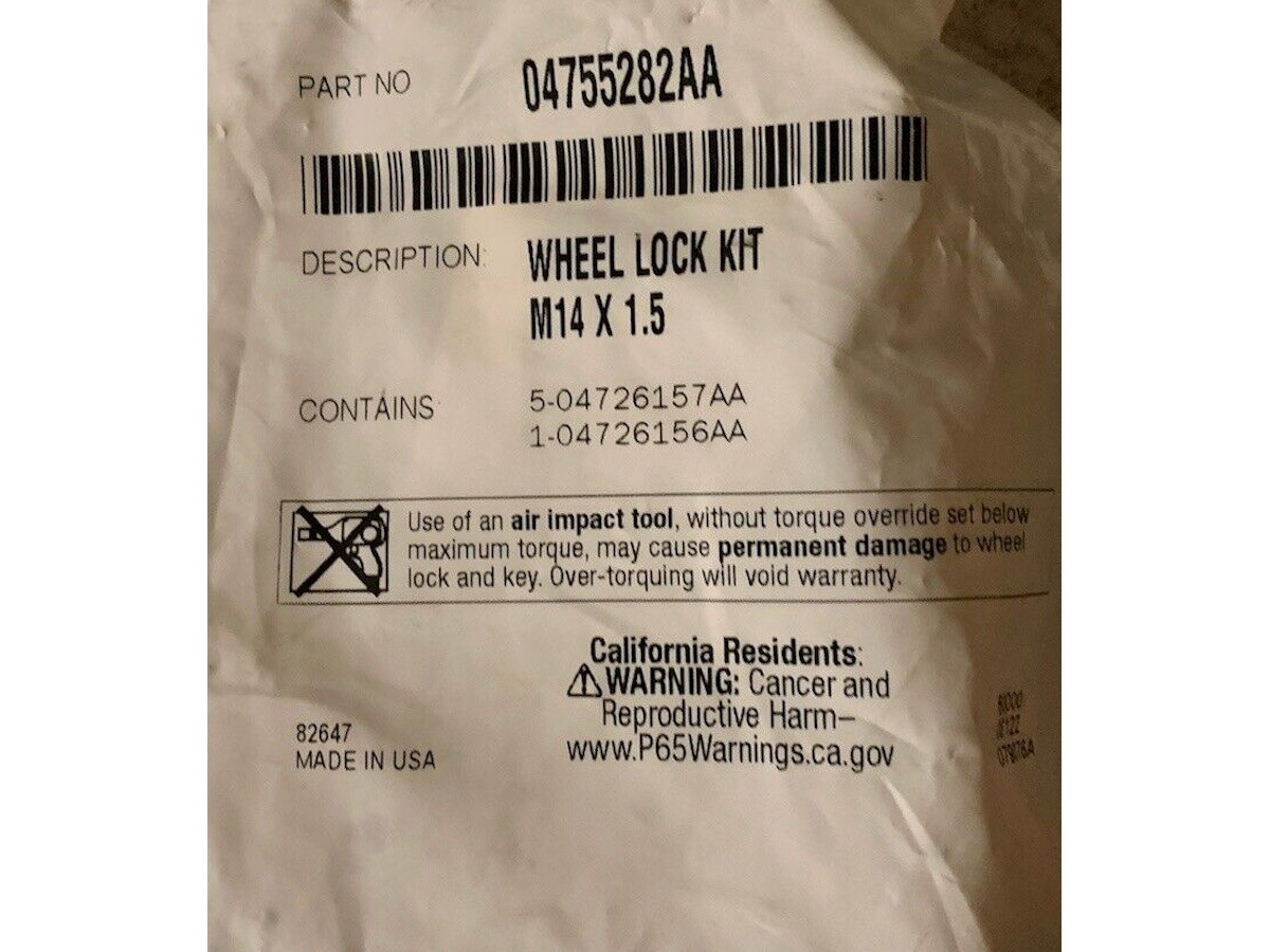 Mopar M14 x 1.5 Chrome Wheel Locks Kit Of Five With Key - 4755282AA ...