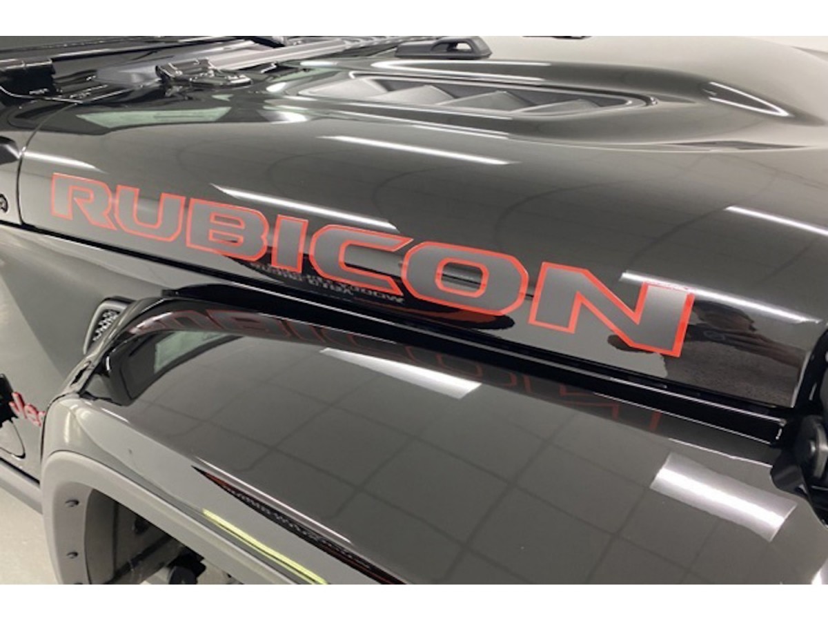 Mopar Hood Side Decal Rubicon Black With Red Outline - 6BM451XFAB | All ...