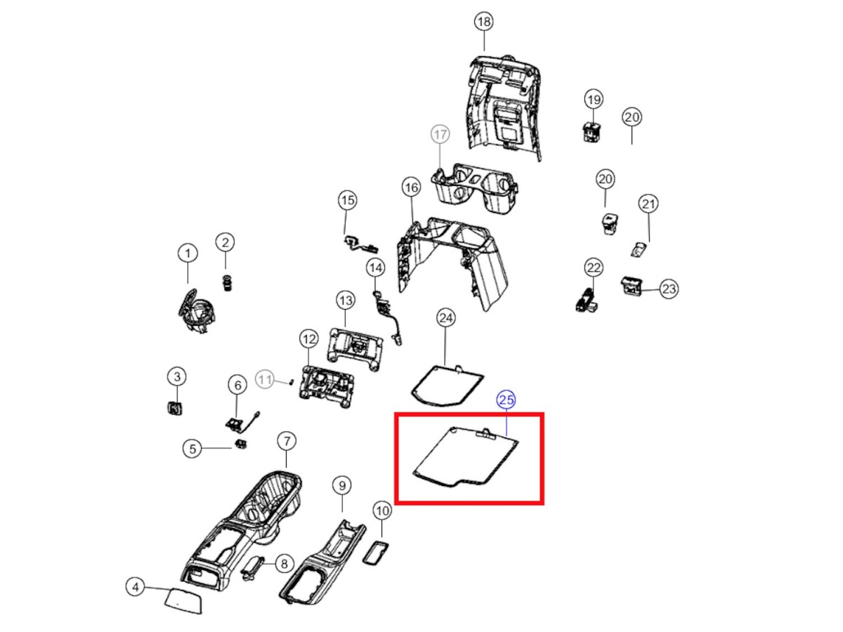 Mopar Mat For Center Console Bin - 6BW30TX7AA | All Mopar Parts