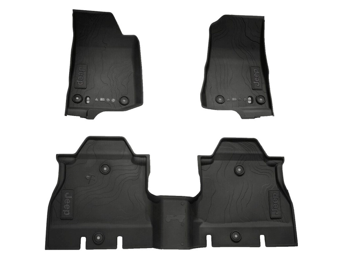 Mopar Rubber Floor Mats 4 Door With Black Jeep Logo - 7LT60TX7AA | All ...