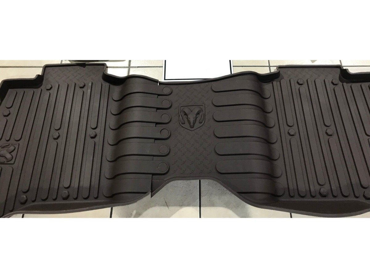 Genuine Mopar Rubber Mats Bucket Style Front & Rear Brown With Ram's ...