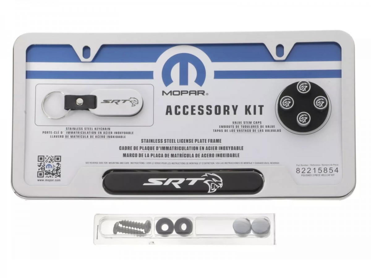 Mopar License Plate Frame Gift Set SRT Hellcat Silver - 82215854 | All Mopar Parts