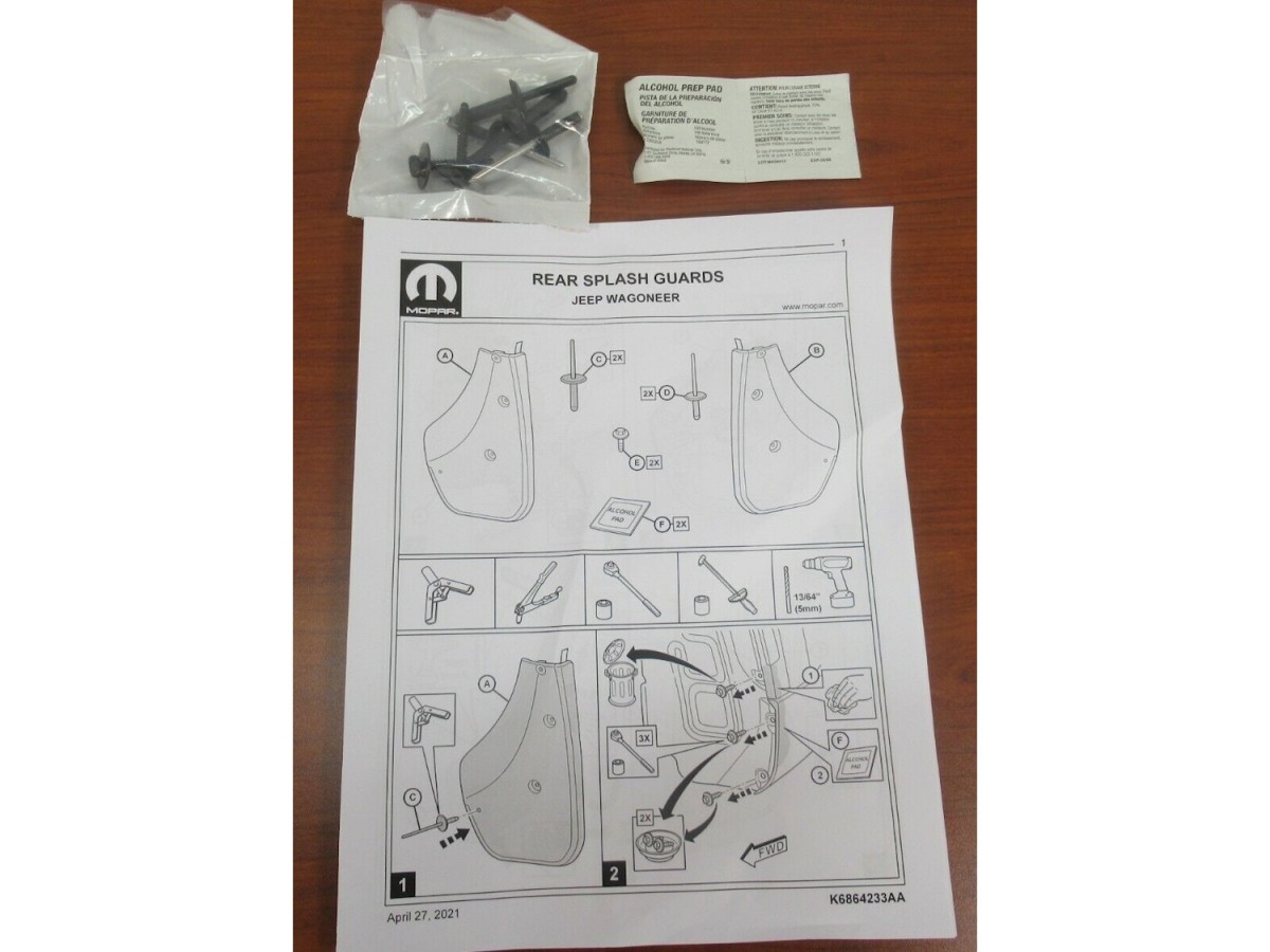Mopar Molded Splash Guards Kit Of Two Baltic Gray For Rear - 82216162AB ...