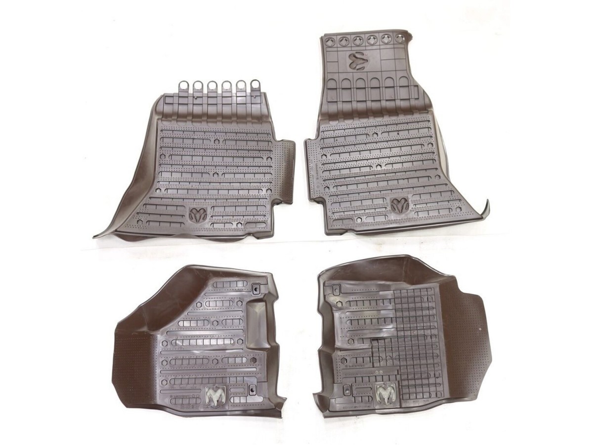 Buy Mopar Rubber Mats Bucket Style Front & Rear Brown With Ram's Head ...